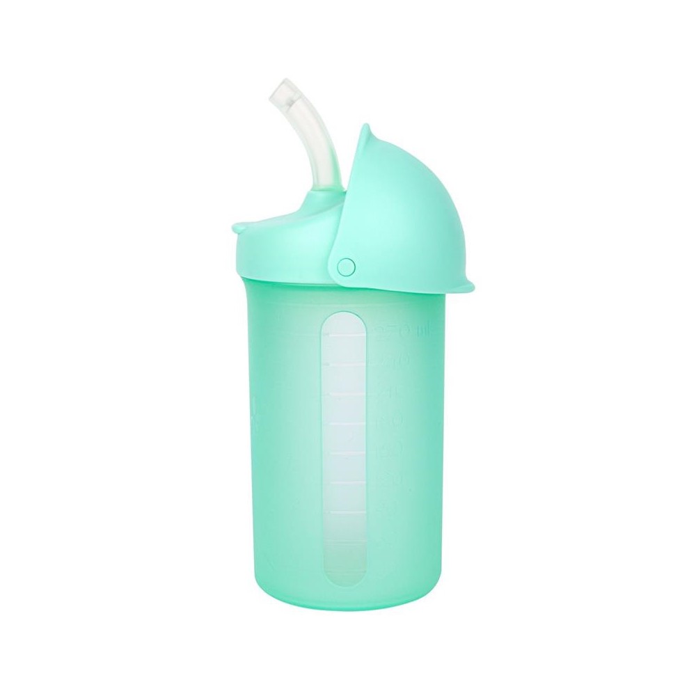 Vaso con sorbito silicona y tapa giratoria verde Boon | Peekaboo
